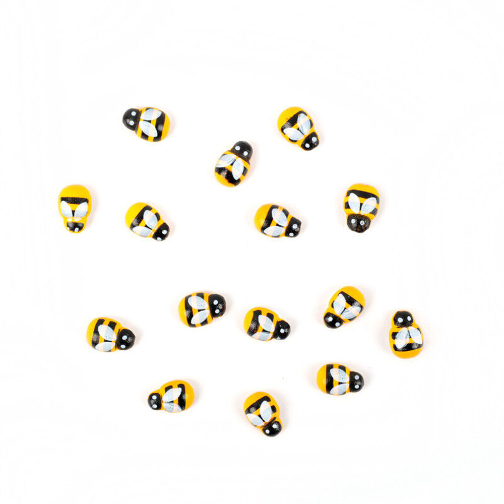 100pcs Mixed Mini Bees Self Adhesive Wooden Bumble Bee Craft Card Wood ...