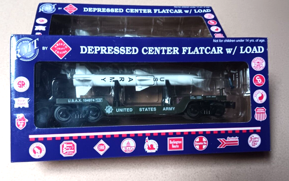 RMT 2009 US ARMY SET (Two) DEPRESSED CENTER FLATCARS #194974 & 194973 ...