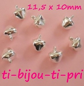 Lot of 40 bells spherical bells bells 11,5 x 10mm silver plated bead ...