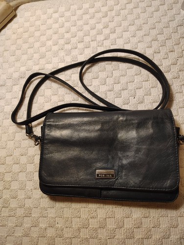 Perlina Purse Wallet Crossbody Black Leather 7Credit Card Glasses ...