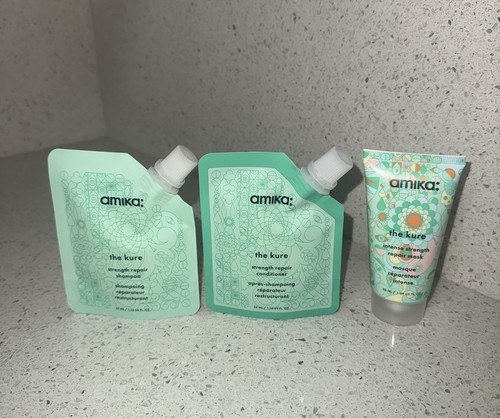 NIB Amika The Kure Strength Repeat Trial Set - Shampoo, Conditioner ...