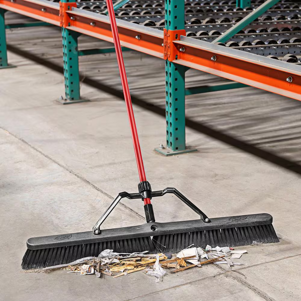 NEW Heavy Duty Push Broom Set 36in Smooth Surface with Brace & Steel ...