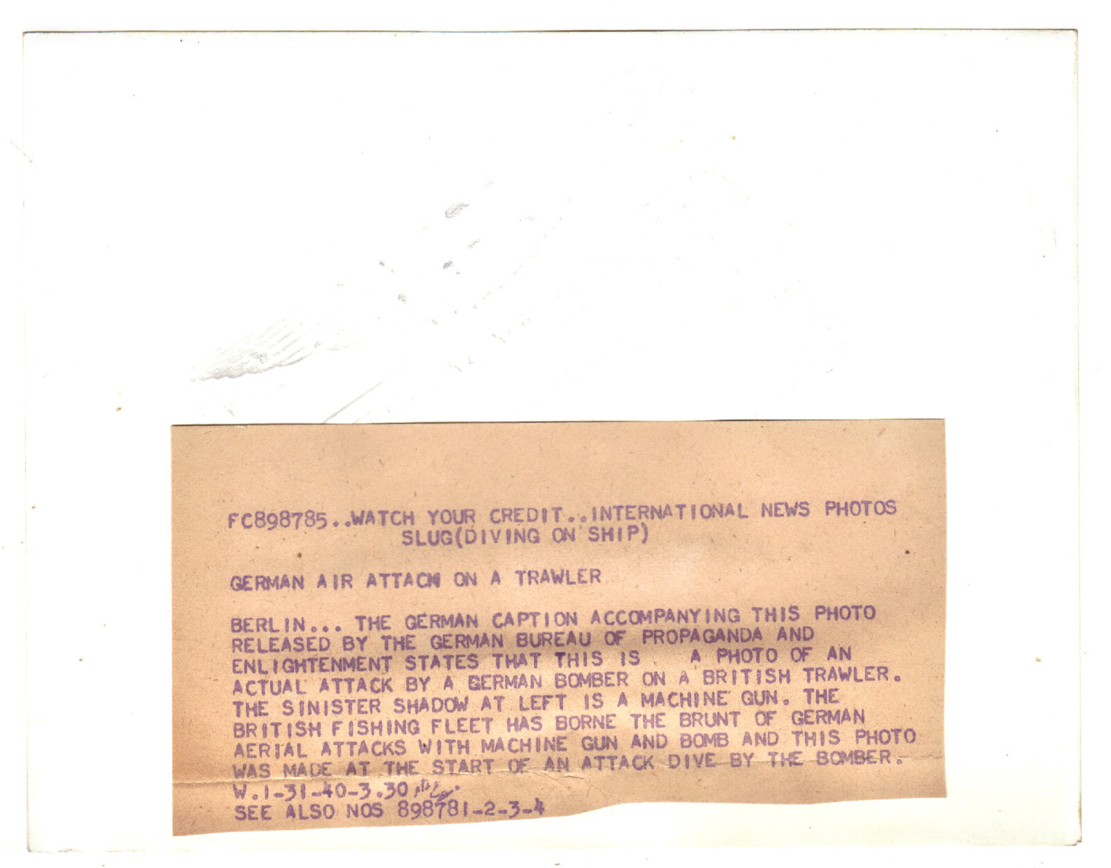 WWII German propaganda Bomber Air Attack on a British Trawler | eBay