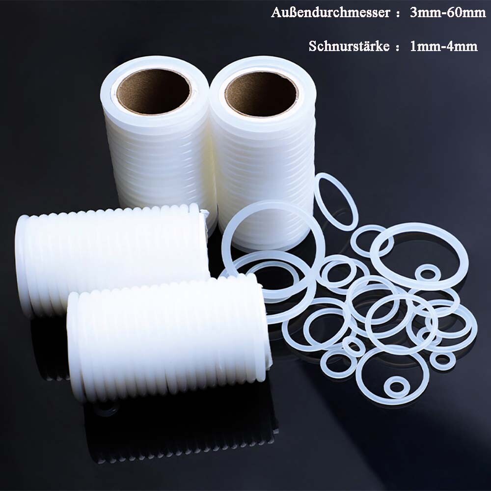 Weiß Silikon O Ring Dichtungsringe Dichtungsring Schnurstärke 1mm - 4mm ...