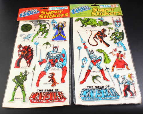 Vtg NEW 1982 The Saga of Crystar Crystal Warrior Super Puffy Stickers Lot (x2) | eBay