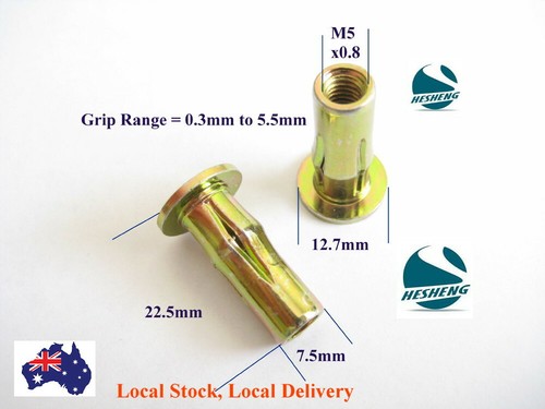 Qty 10 M5 Zinc Steel Flange Plusnut Plus Nut Rivnut Insert Nutsert Grip ...