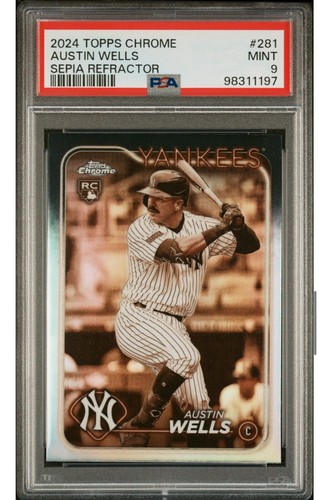 2024 TOPPS CHROME SEPIA REFRACTOR #281 AUSTIN WELLS ROOKIE RC PSA 9 ...