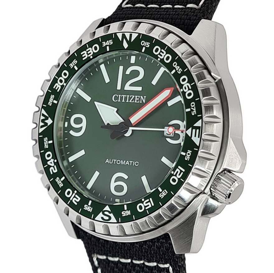 Citizen Automatic Green Dial Date NJ2198-16X Bottlecap Men's Field ...