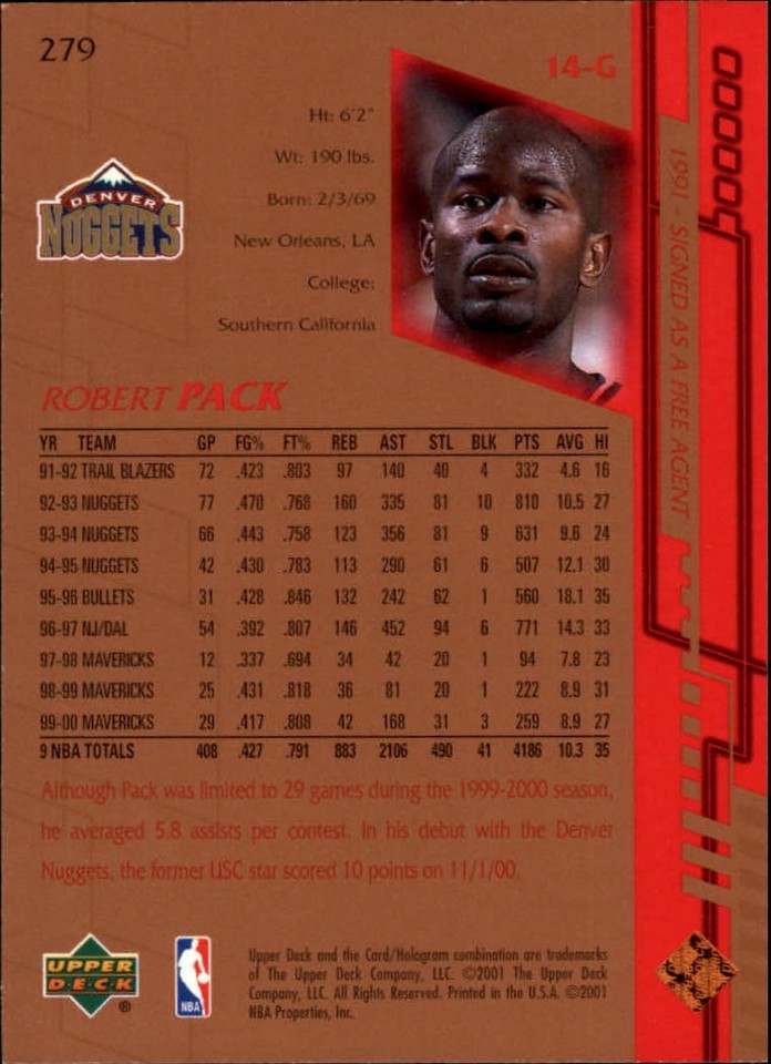 2000-01 Upper Deck #279 Robert Pack | eBay