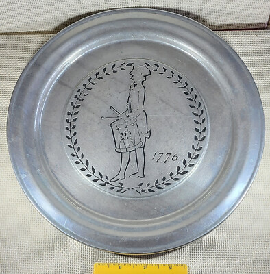 Vintage Wilton 11" Pewter Plate 1776 Bicentennial Colonial Drummer Boy ...