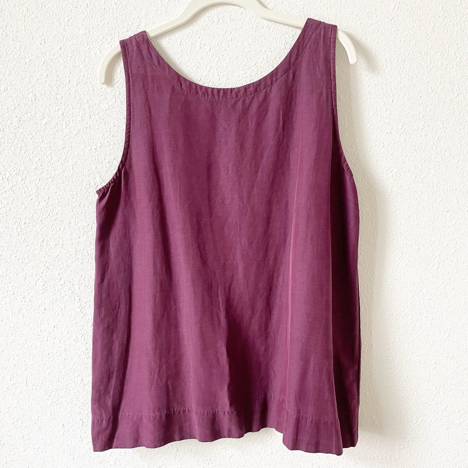 Eileen Fisher Linen Silk Top Tank Shell Wine Size Large Luxury ...