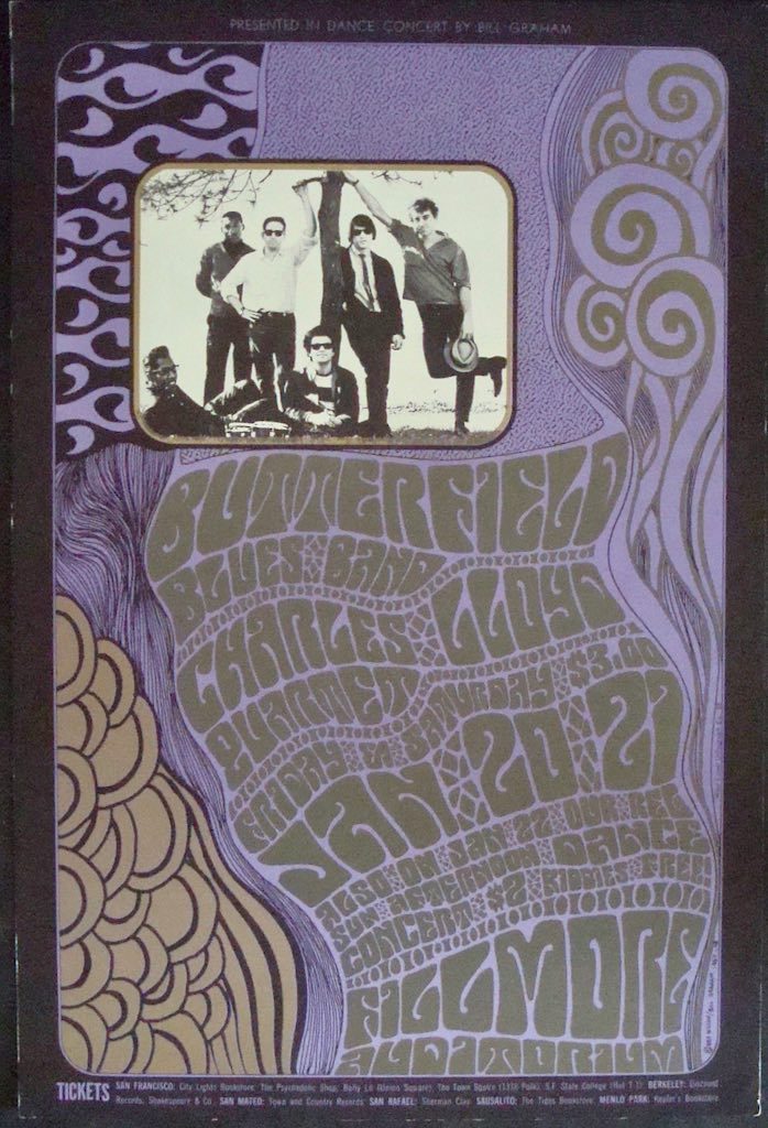 BUTTERFIELD BLUES BAND BG 46 FILLMORE 1967 concert poster BILL GRAHAM ...