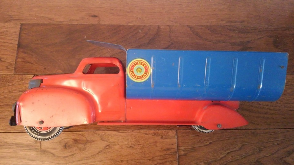 Vintage MARX LUMAR CONTRACTORS Pressed Metal 18" Toy Dump Truck RARE | eBay