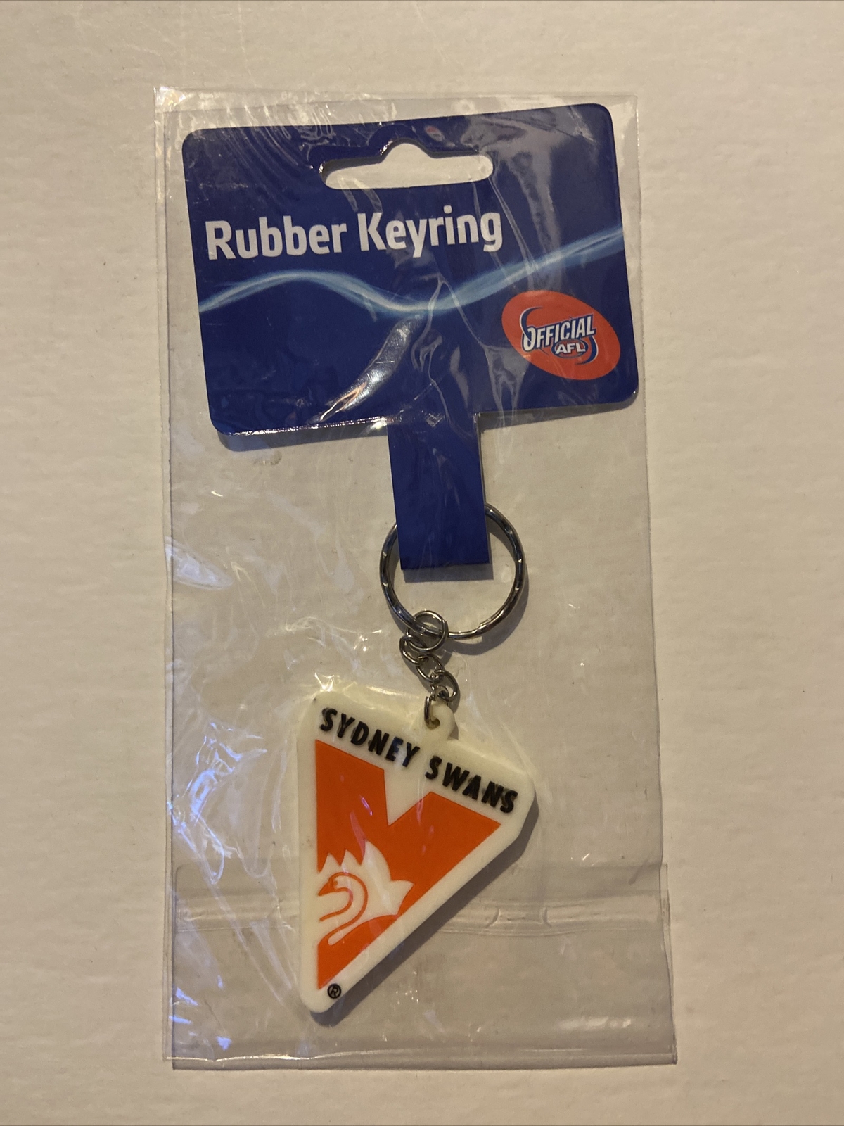 AFL Sydney Swans RUBBER KEYRING CHAIN OFFICIAL LOGO FOOTBALL UNOPENED ...