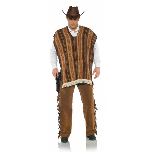 MEXICAN BANDITO ADULT WESTERN COWBOY COSTUME PONCHO SERAPE BLANET SHAWL ...