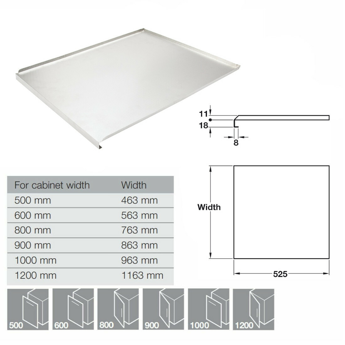 Hafele Kitchen Sink Aluminium Base Liner Protector 500-1200 Unit Shelf ...