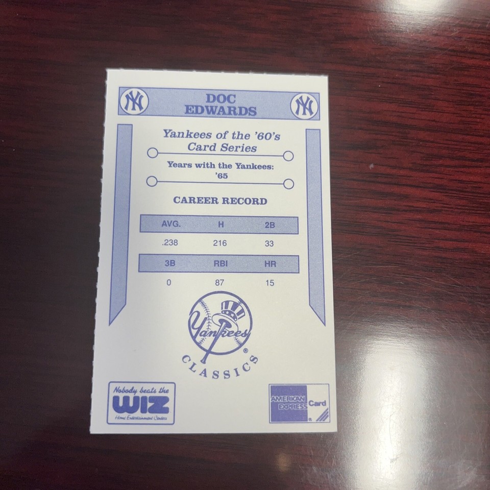 1992 The Wiz/American Express New York Yankees of the '60's Doc Edwards ...