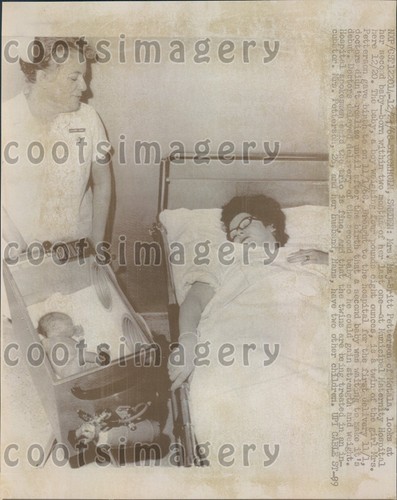 1968 Mother Looks at Newborn Baby in 1960s Incubator Sweden Press Photo ...