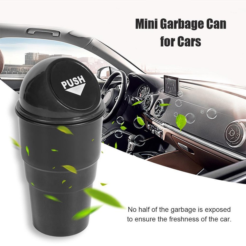 Car Mini Garbage Can Auto Trash Can Vehicle Dust Holder Bin Box (Black ...