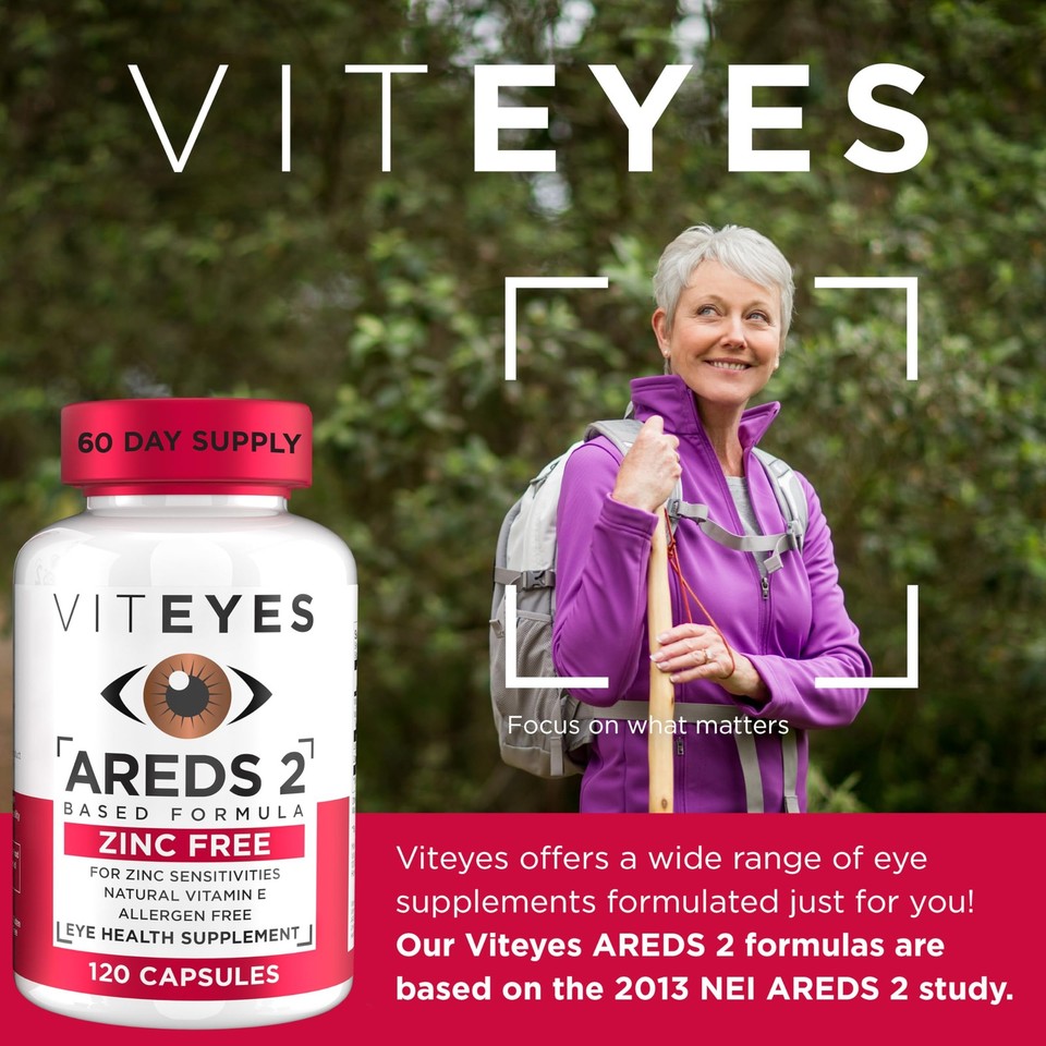 Viteyes AREDS 2 Zinc Free Macular Support 120 Capsules Eye Health ...