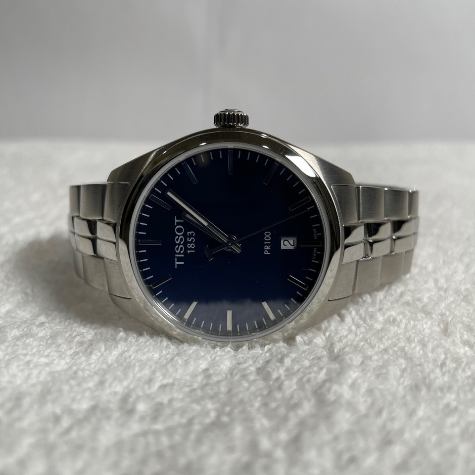 Tissot Mens PR 100 Blue Dial Stainless Steel Bracelet Watch T101410A | eBay