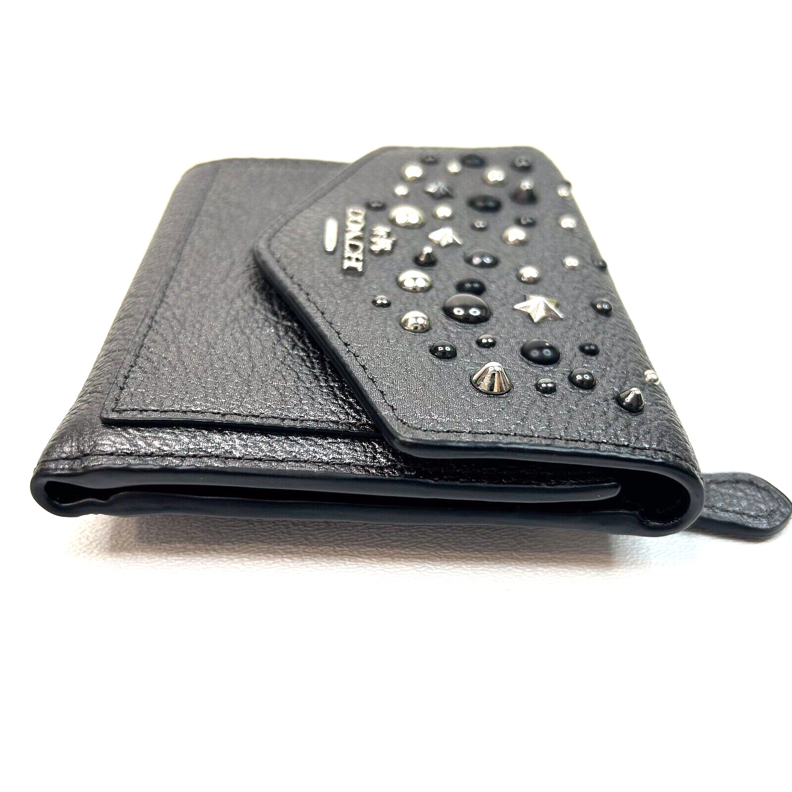 COACH Star Studded Flap Wallet Gray Leather - Gem