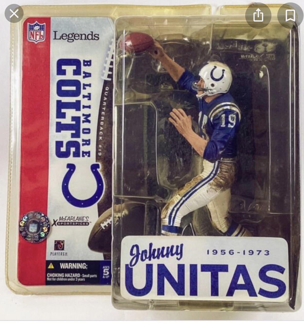 New McFarlane JOHNNY UNITAS #19 Baltimore Colts NFL Legends Series 1 ...