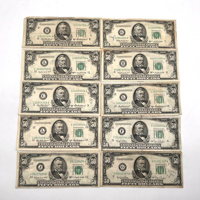 Lot of 10 1950 $50 Federal Reserve Bank Notes. Lot.41 | eBay