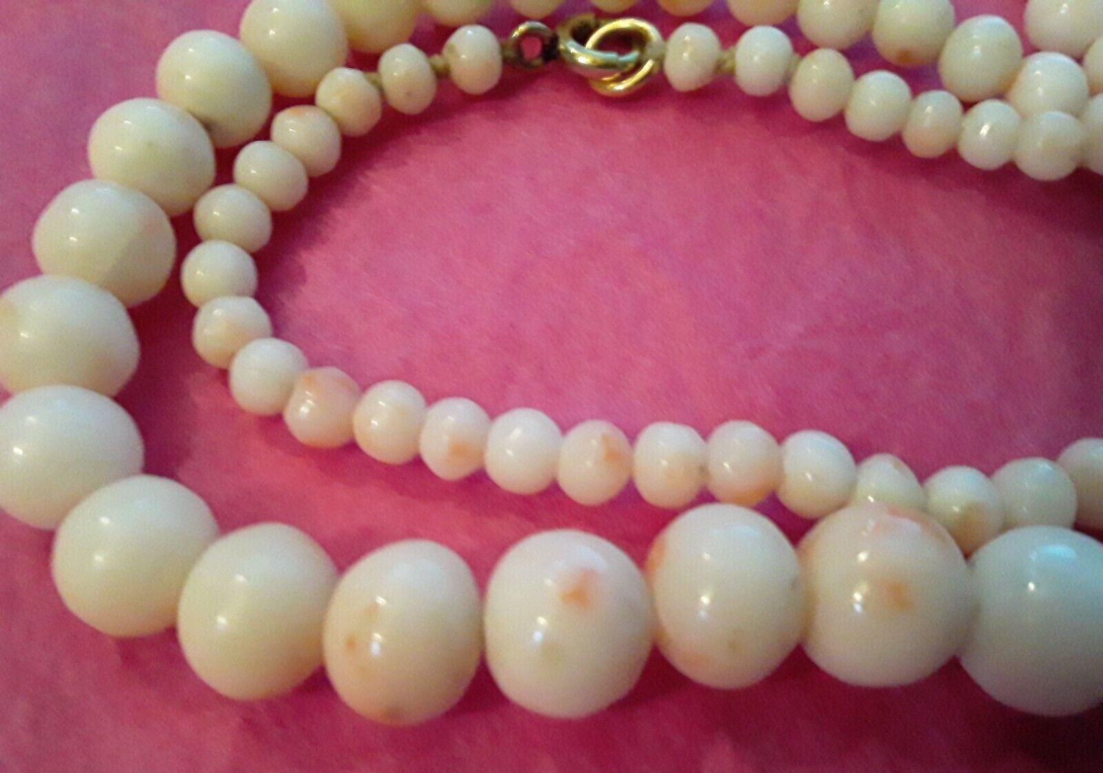 Vintage Angel Skin Coral Beads 13.2 MM -2MM Necklace 25 " Long 14Kt ...