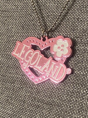 Legoland Pink Flower Heart Metal Necklace | eBay
