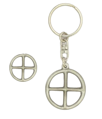 Earth Symbol Key ring And Pin Badge Boxed Gift Set Handcrafted In ...