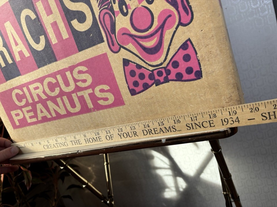 Vintage Brach's Circus Peanuts Candy Shipping Cardboard Box Big Clown ...