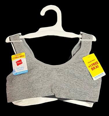 NEW Hanes Girl's Training Bras (3 Pack) - Grey, Black, & White (Thick ...