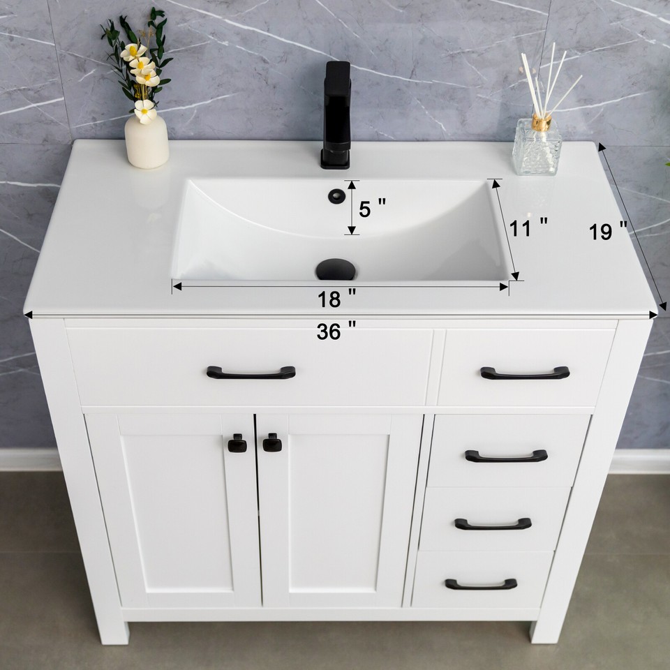 Eclife Bathroom Vanity Cabinet Set with Drop in Ceramic Vessel Sink ...