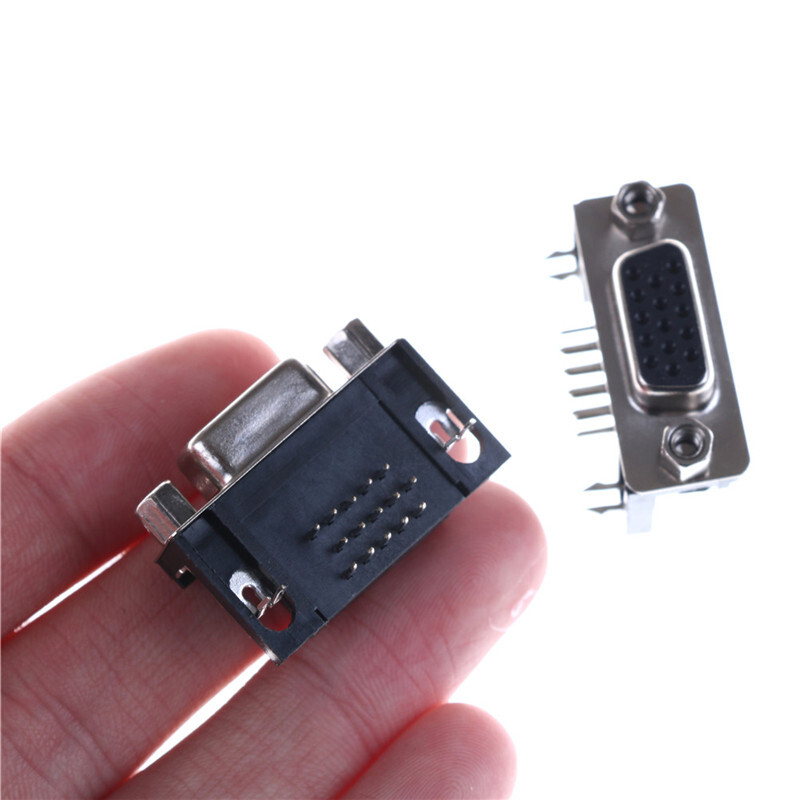 2PCS VGA DB15 15Pin D-SUB 3 Row Female Right Angle PCB Solder Cable ...