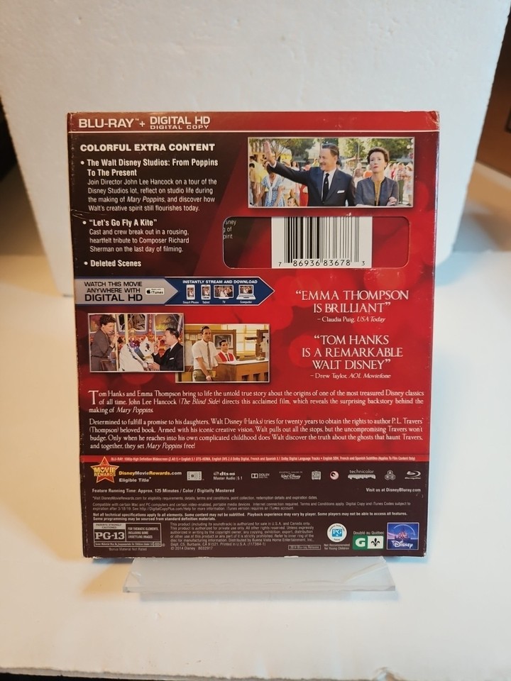 Saving Mr. Banks (Blu-ray + Digital HD, Disney, Tom Hanks & Emma ...