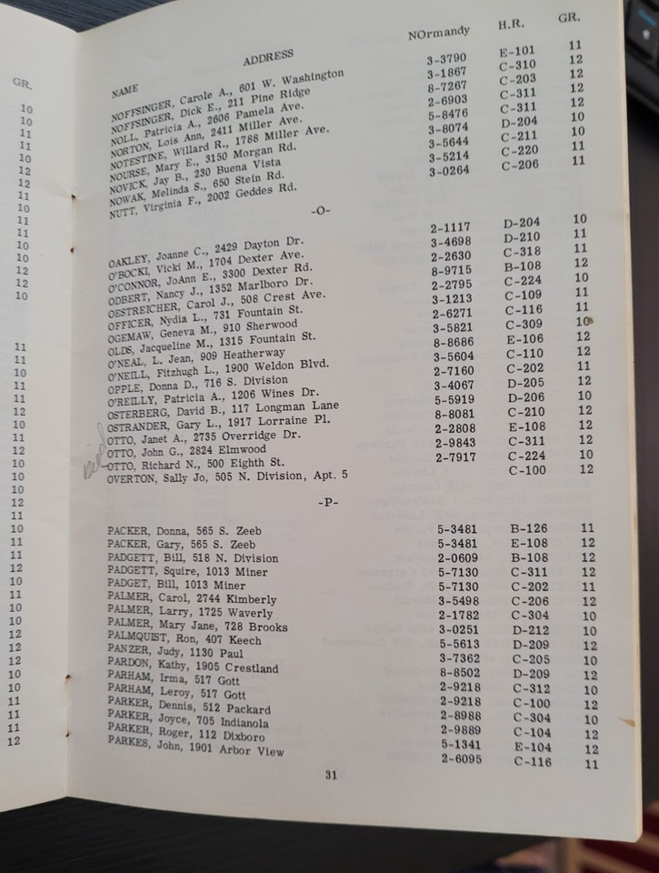 AMAZING BOB SEGER ANN ARBOR HIGH SCHOOL STUDENT DIRECTORY MICHIGAN ...