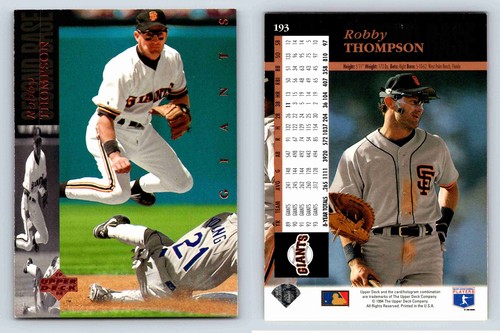 Robby Thompson Second Baseman San Francisco Giants Upper Deck 1994 Card ...