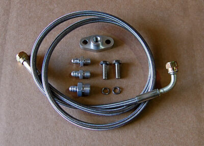 -4an -4 an Turbo Oil Feed Line Kit Braided Stainless t3t4 to4e FITTING ...