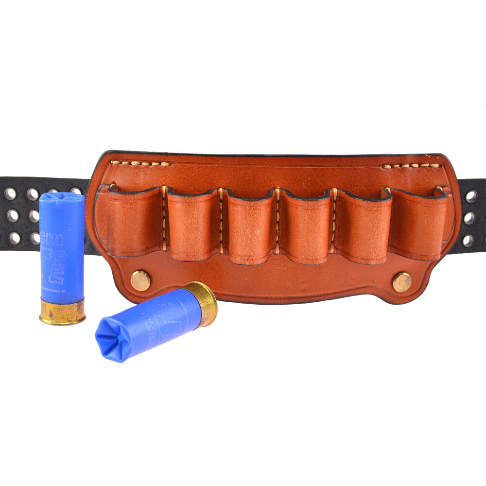 6 Round Leather Tactical Ammo Bullet Holster 12Ga Shell Holder Belt Mag ...
