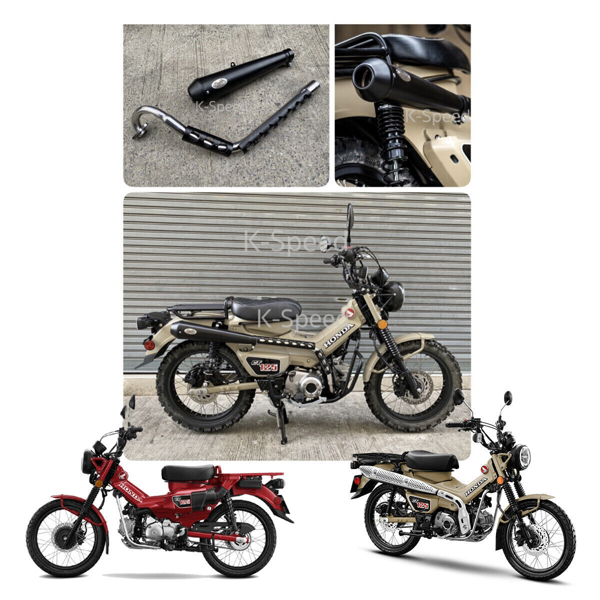 Full System Exhaust Pipe (Black tip) For Honda CT125 Hunter Cub 2022 ...