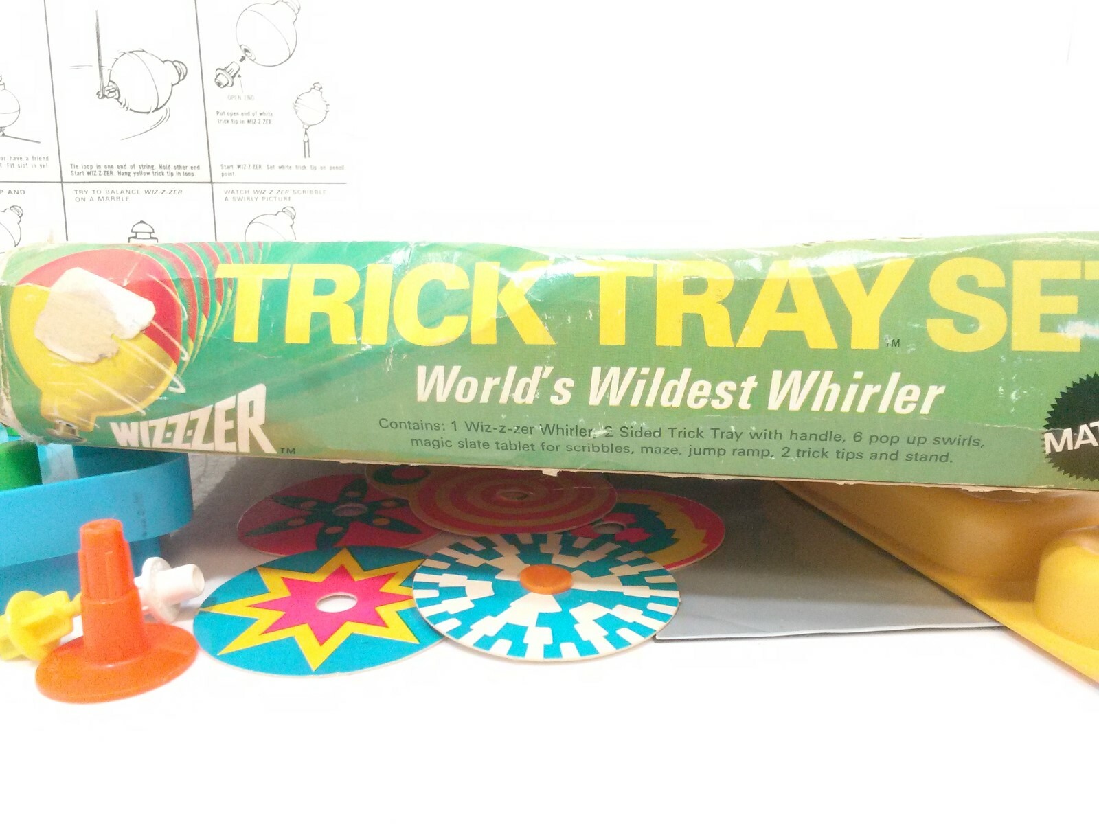 WIZZZER WIZ-Z-ZER MATTEL Vintage Spinning Toy TRICK TRAY SET 1969 Parts ...