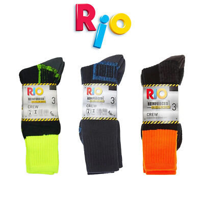 3 Pack Rio Reinforced For Steel Cap Boots Crew Mens Thick Tough Work ...