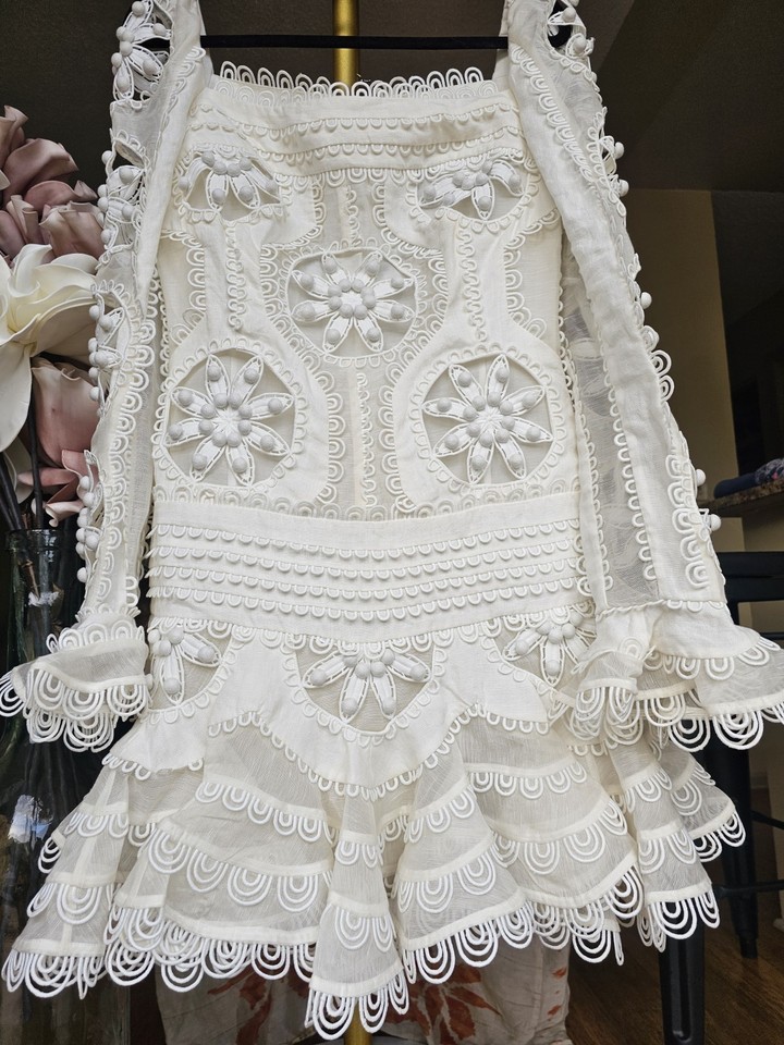 Zimmermann Whitewave Doily Mini Dress Size AU 1 Bridal Resort | eBay