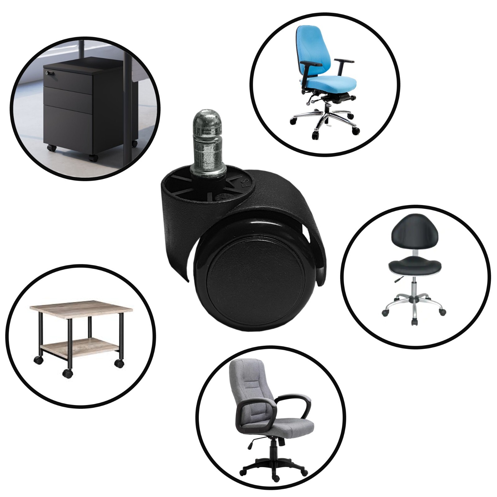 5 x 50mm Wheel Office Computer Chair Casters Set - Computer Chair ...