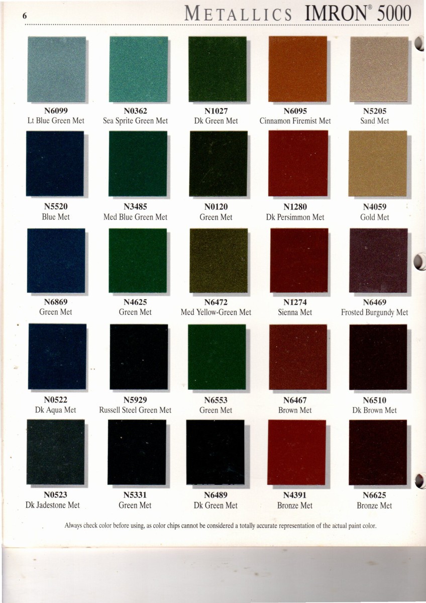 Imron Paint Color Chart Power Coating Colour Chart