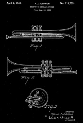 1940 - Trumpet - A. J. Johnson - Patent Art Poster | eBay