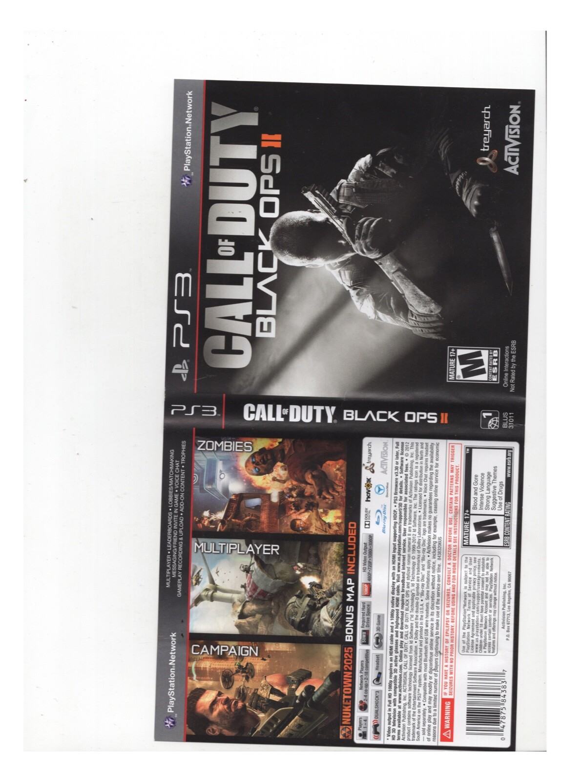 Call of Duty Black Ops II PS3 ARTWORK ONLY Authentic Original | eBay