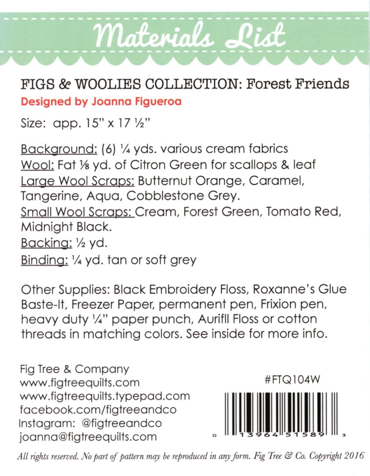 Fig Tree & Co - Figs & Woolies Collection Forest Friends Mini Quilt ...