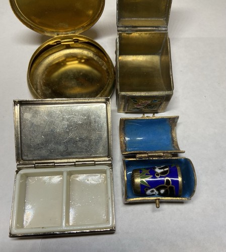Vintage Chinese Cloisonne Trinket Pill Boxes (8), Dragon,Floral,Pandas ...